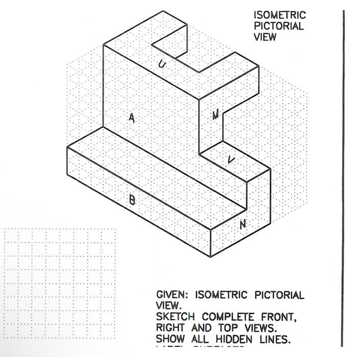 Solved sketch front right and too views and show all hidden | Chegg.com