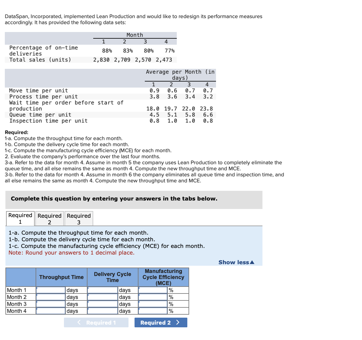 Solved DataSpan, Incorporated, implemented Lean Production | Chegg.com