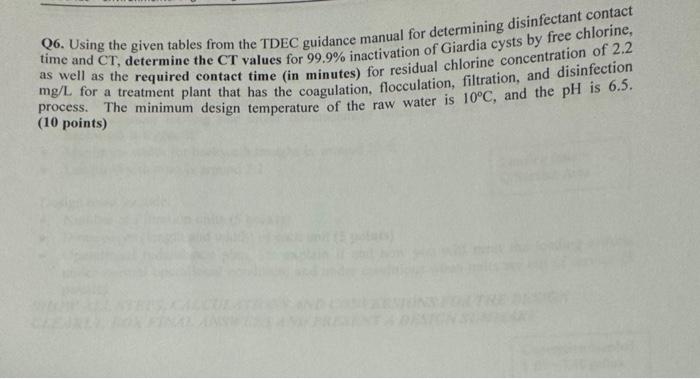 Solved Q6. Using the given tables from the TDEC guidance | Chegg.com