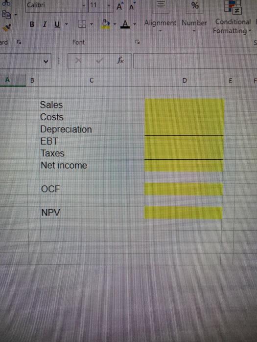 Solved ? Calculating NPV - Excel FORMULAS DATA REVIEW HOME | Chegg.com