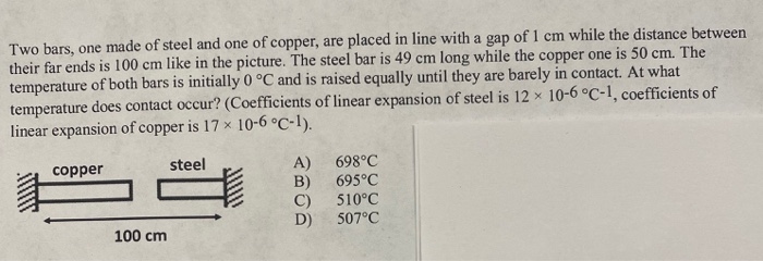 Solved Two bars, one made of steel and one of copper, are | Chegg.com