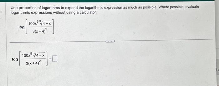 Solved 20 Use properties of logarithms to expand the | Chegg.com