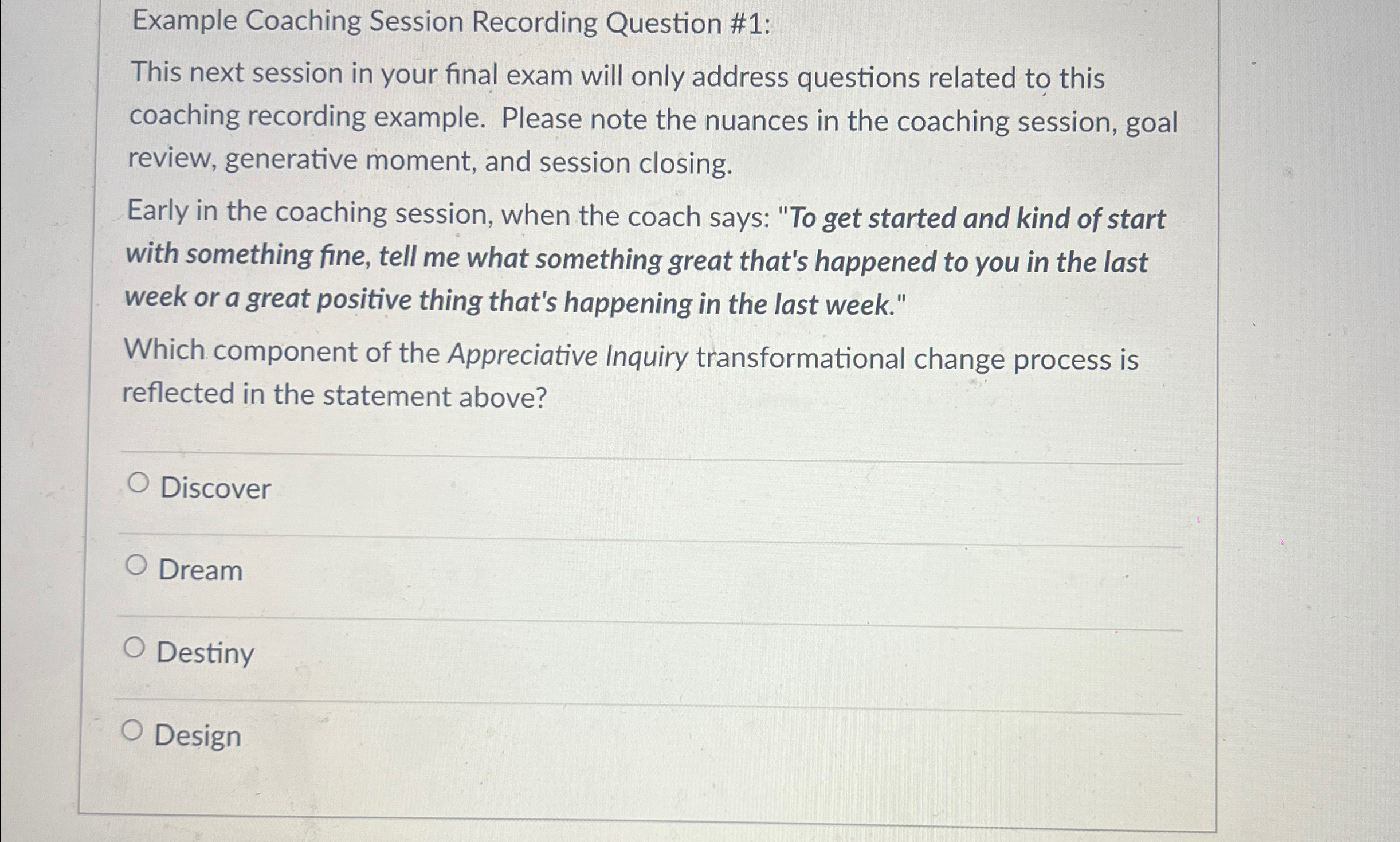 Solved Example Coaching Session Recording Question #1:This | Chegg.com