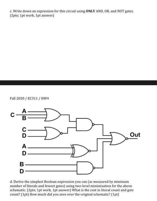 Solved c. Write down an expression for this circuit using | Chegg.com