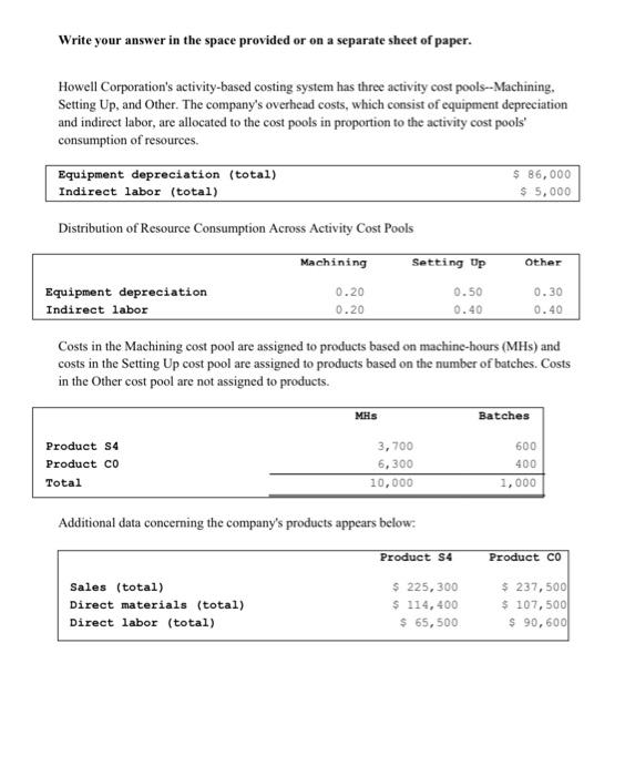 Solved Write your answer in the space provided or on a | Chegg.com