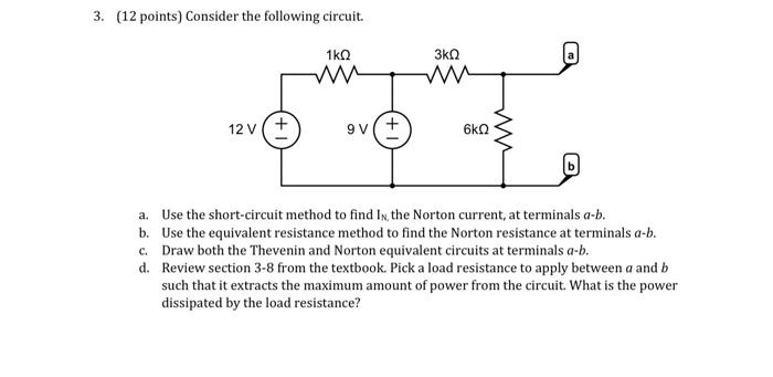 Solved 3. (12 points) Consider the following circuit. a. Use | Chegg.com