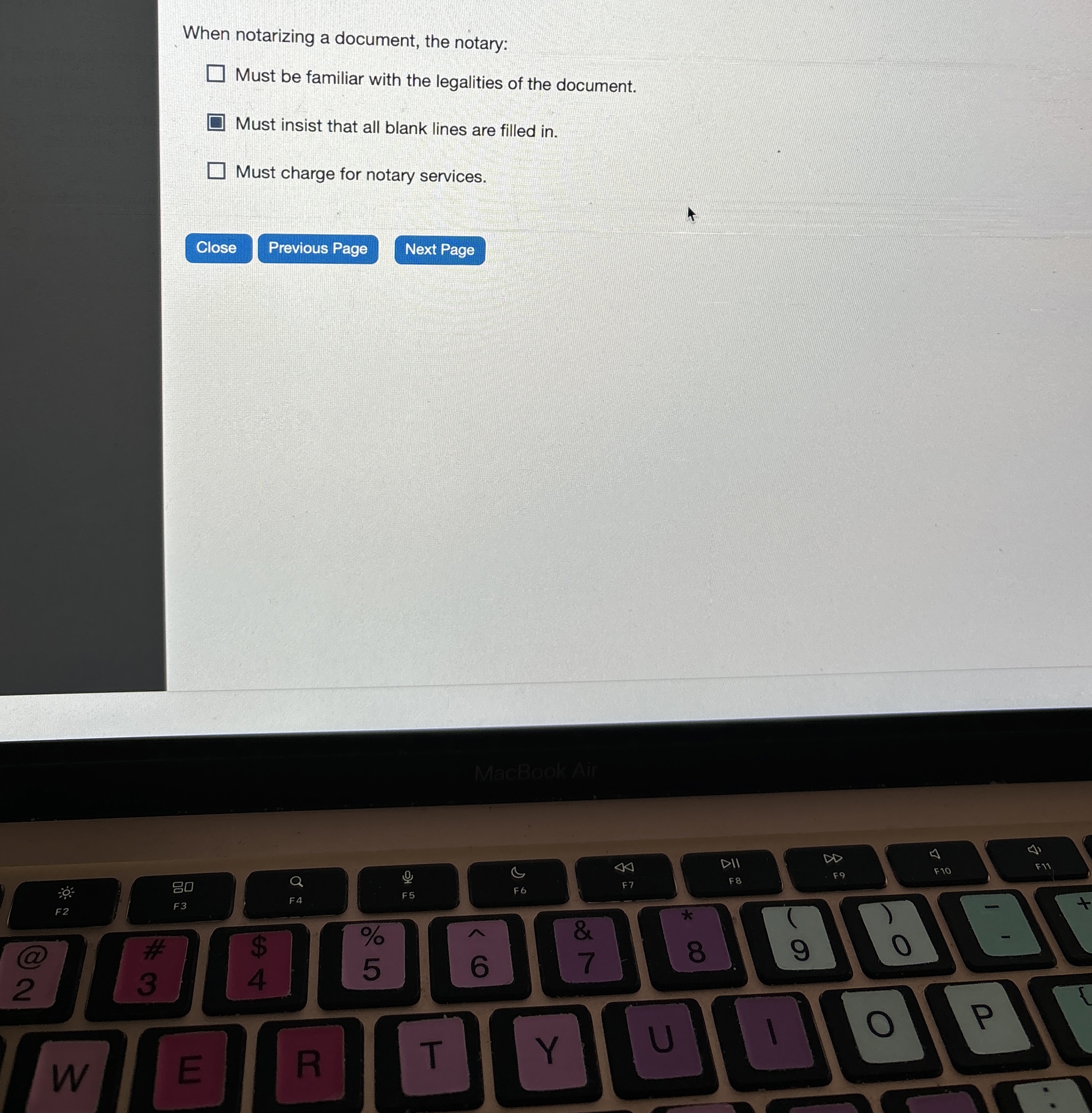 Solved When notarizing a document, the notary:Must be | Chegg.com