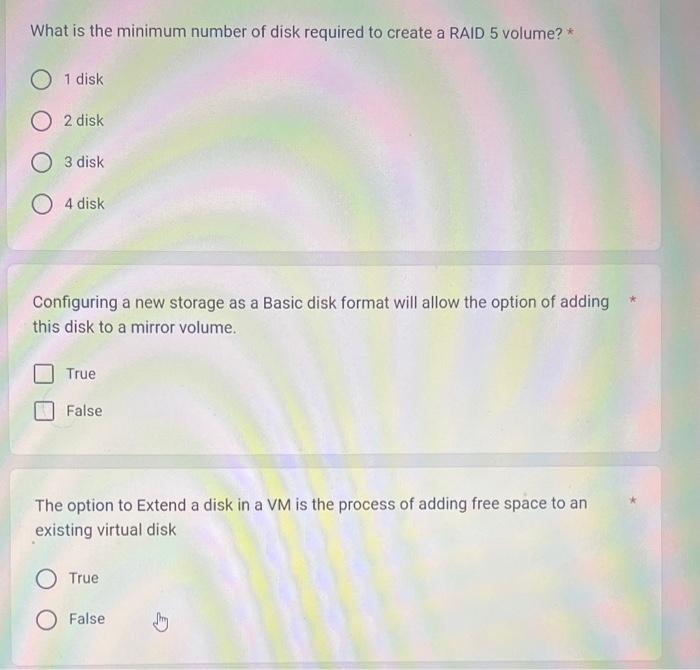 Solved What is the minimum number of disk required to create | Chegg.com