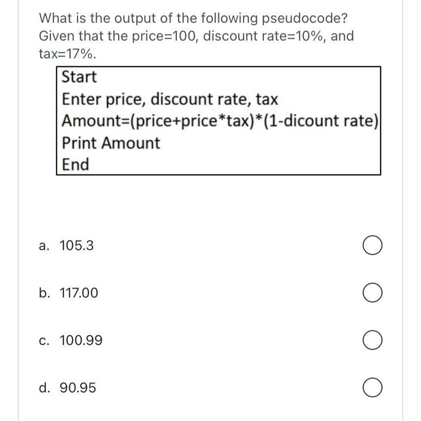 What Is The Output Of The Following Pseudocode Given