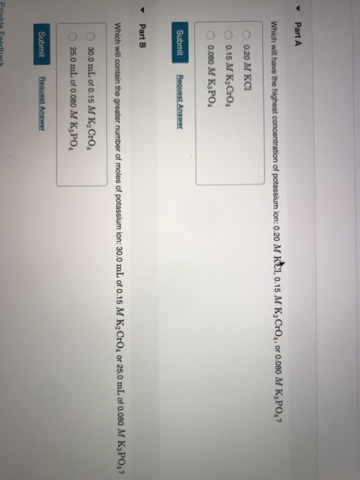 Solved Part A Which will have the highest concentration of | Chegg.com