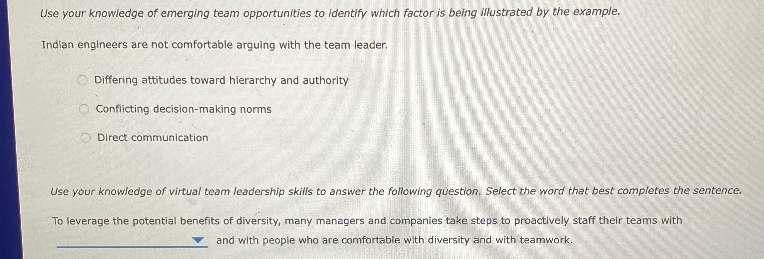 Solved Use your knowledge of emerging team opportunities to | Chegg.com