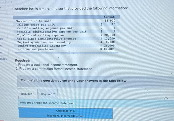 Solved Cherokee Inc. is a merchandiser that provided the | Chegg.com