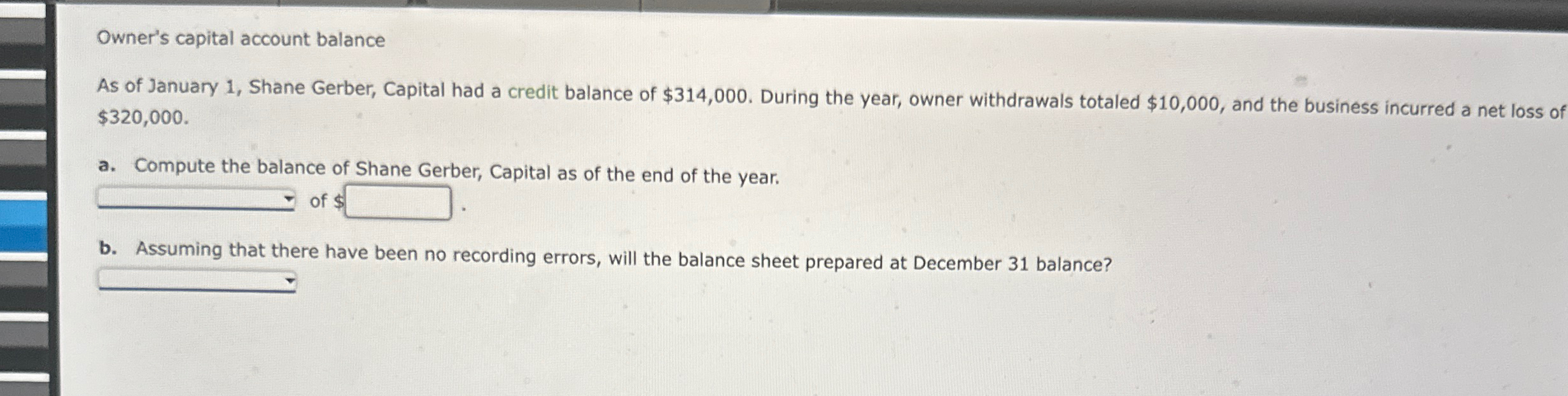 Solved Owner's capital account balanceAs of January 1, | Chegg.com