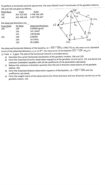 To Perform A Horisontal Network Adjustment The Exact