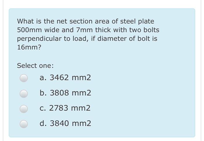 Solved What is the net section area of steel plate 500mm | Chegg.com