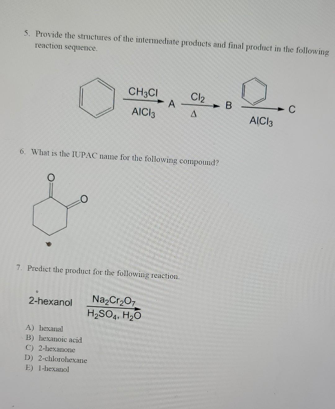 Solved 5. Provide the structures of the intermediate | Chegg.com