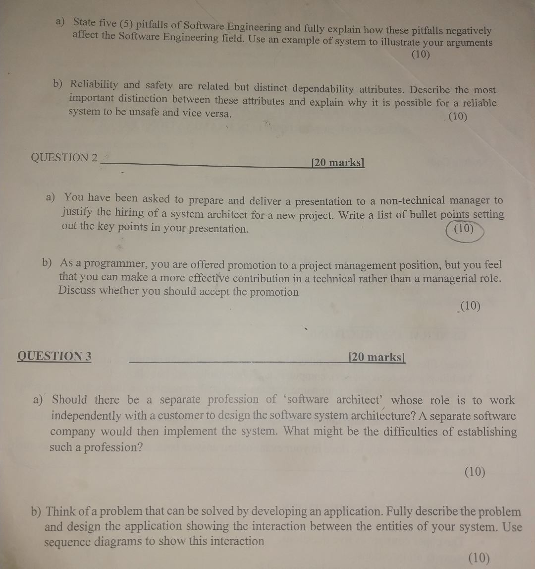 Solved a) ﻿State five (5) ﻿pitfalls of Software Engineering | Chegg.com