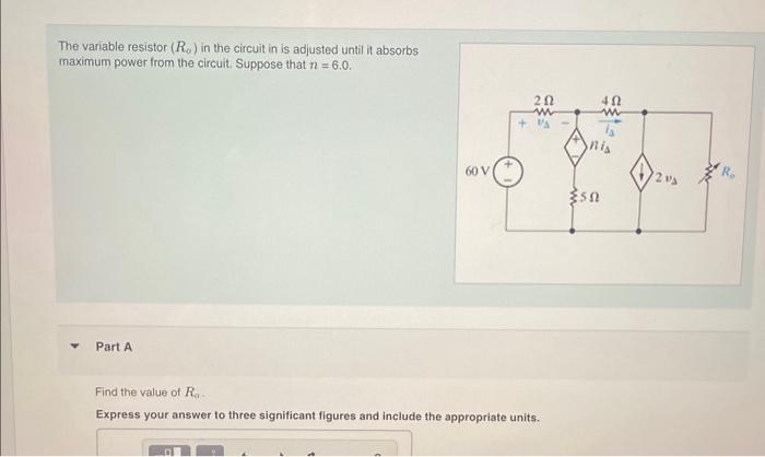 Solved The variable resistor (Ro) in the circuit in is | Chegg.com