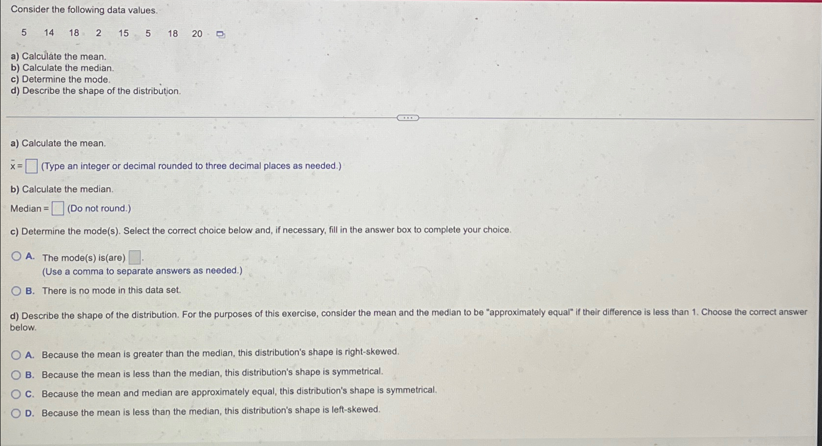 Solved Consider the following data | Chegg.com