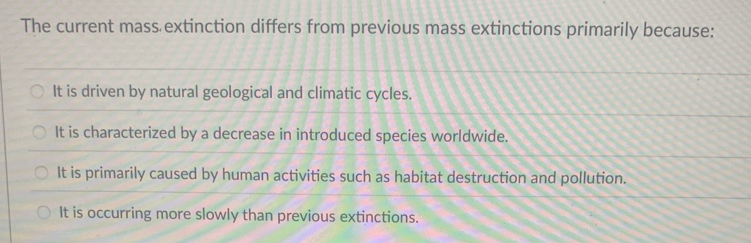 Solved The current mass, extinction differs from previous | Chegg.com