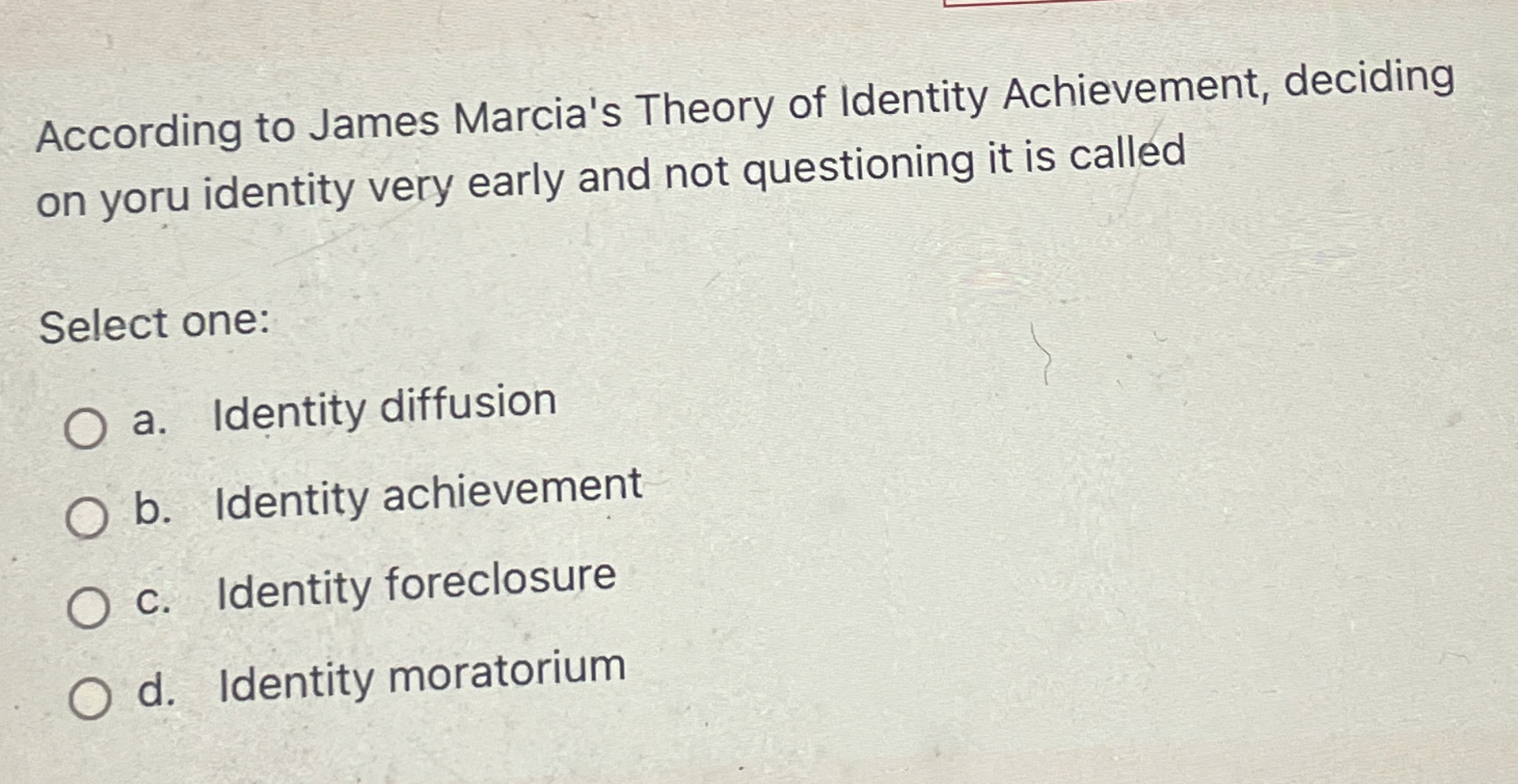 Solved According to James Marcia's Theory of Identity | Chegg.com