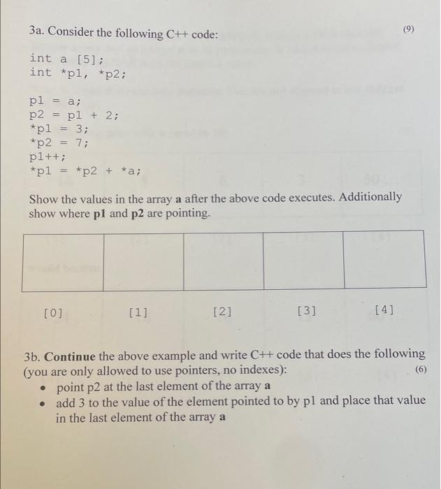 Solved 3a. Consider the following CH code: (9) int a [5] ; | Chegg.com