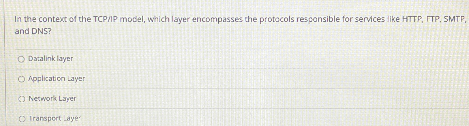 Solved In the context of the TCP/IP model, which layer | Chegg.com