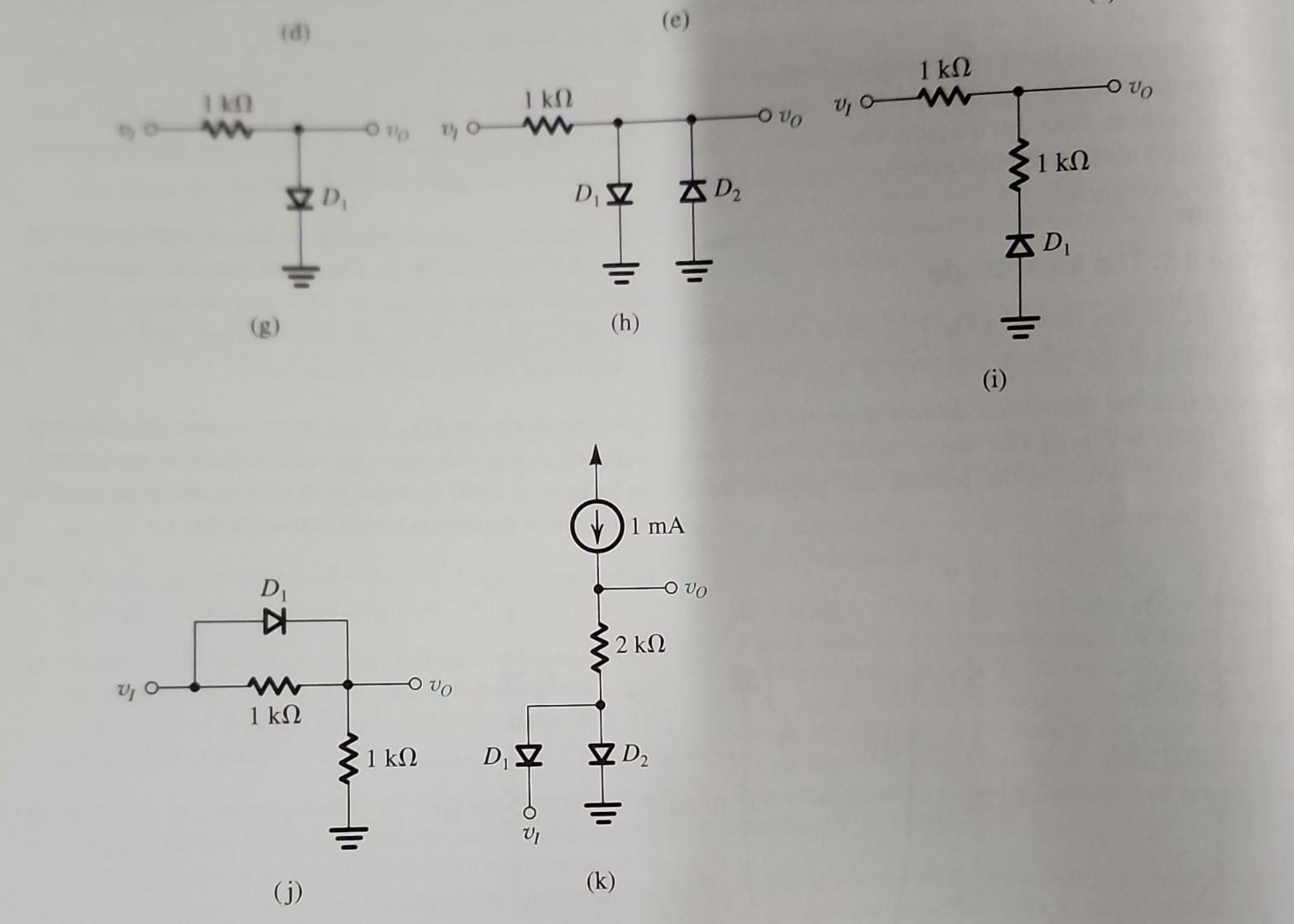 Solved in the following ideal diodes circuits, VI is a 1kHz, | Chegg.com