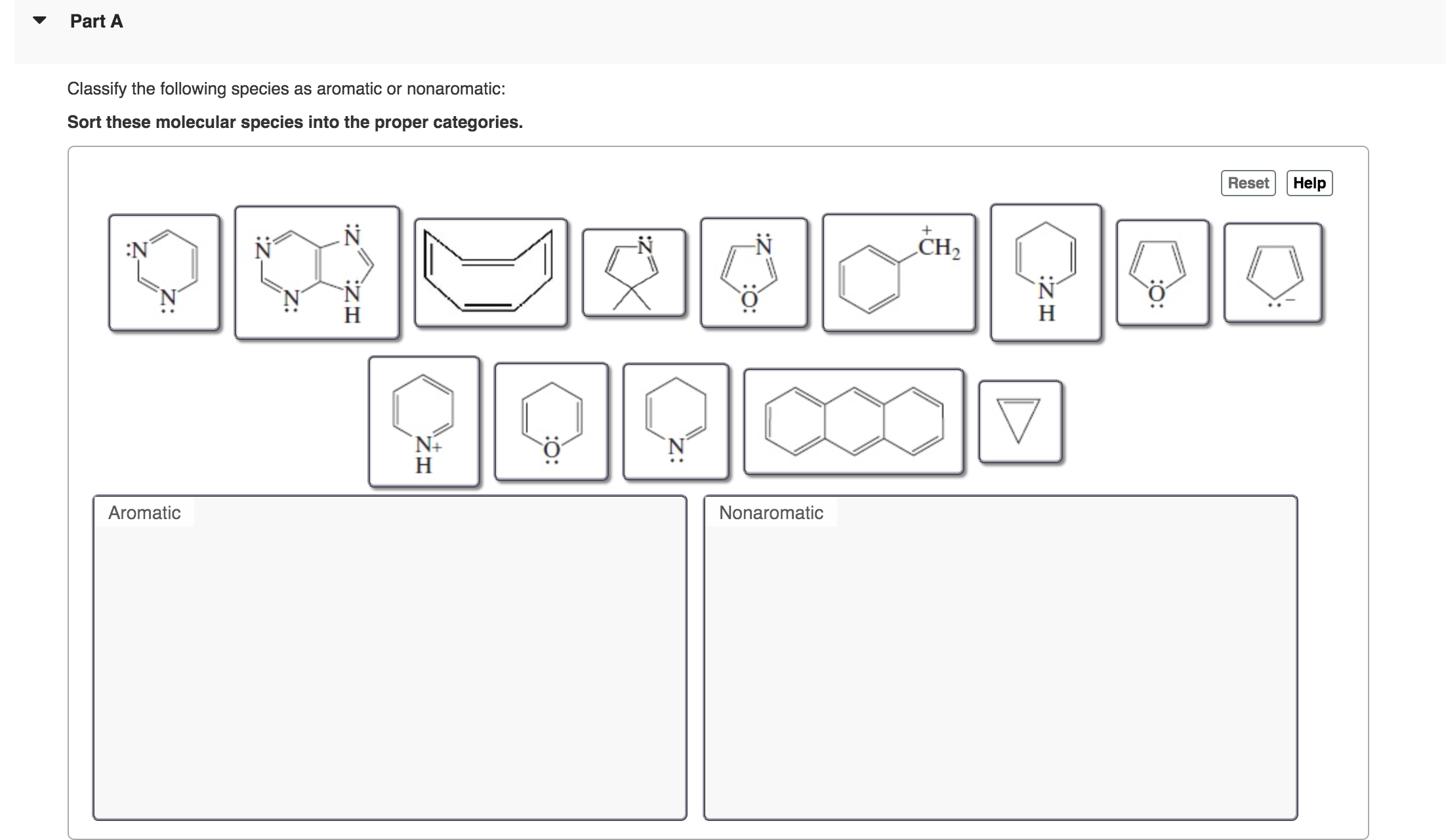 Solved Part AClassify the following species as ﻿aromatic or | Chegg.com