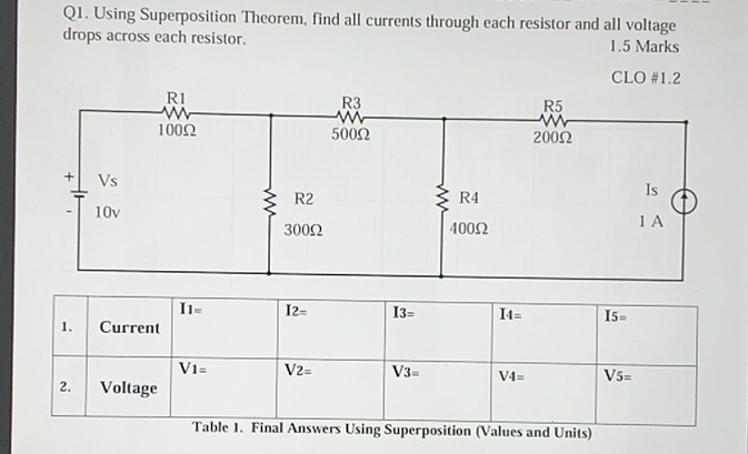 Solved Q1. ﻿Using Superposition Theorem, find all currents | Chegg.com