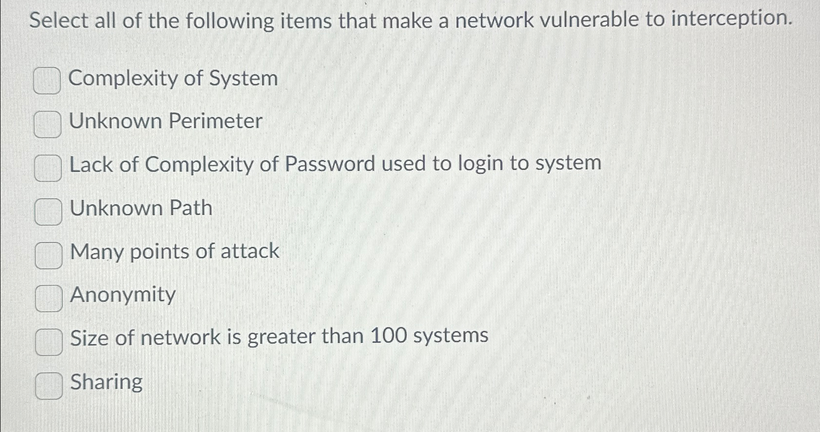 Solved Select all of the following items that make a network | Chegg.com
