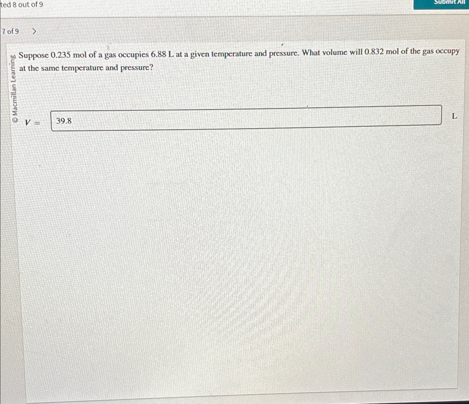 Solved ted 8 ﻿out of 97 ﻿of 9 V= | Chegg.com