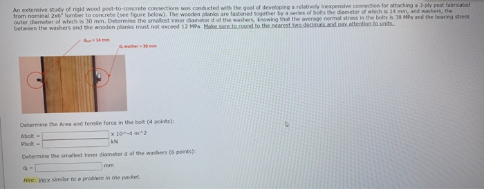 Solved An extensive study of rigid wood post-to-concrete | Chegg.com