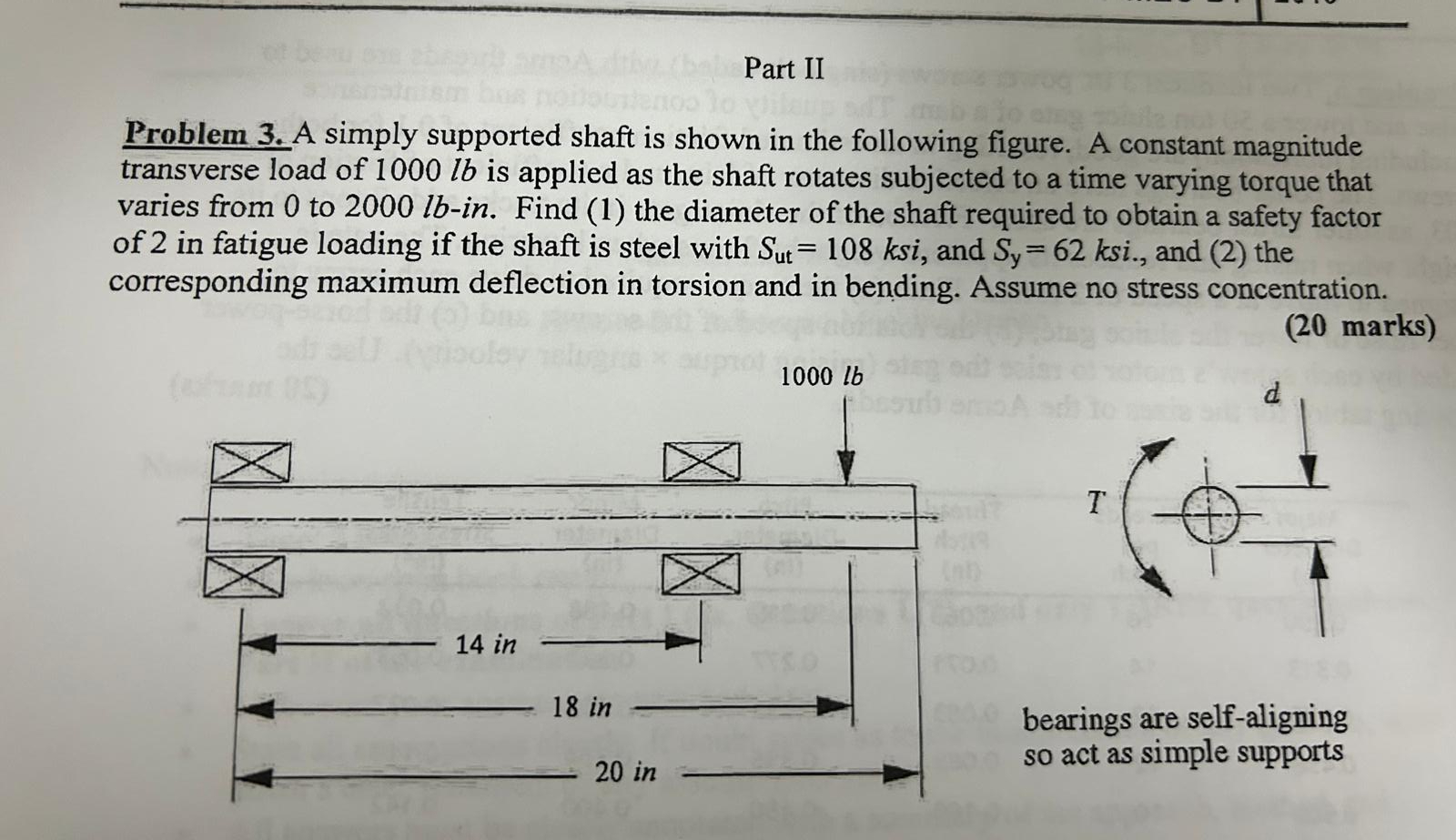 Solved Part IIProblem 3. ﻿A simply supported shaft is shown | Chegg.com