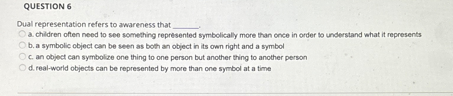 Solved QUESTION 6Dual representation refers to awareness | Chegg.com