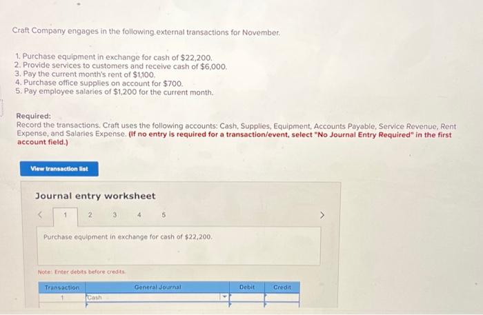 Solved Craft Company engages in the following.external | Chegg.com