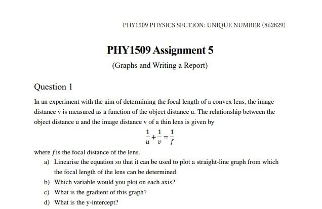Solved PHY 1509 PHYSICS SECTION: UNIQUE NUMBER | Chegg.com