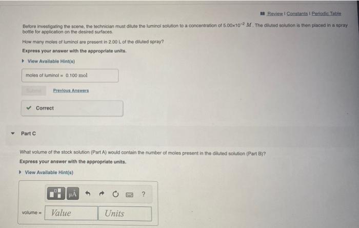Solved Review 1 Constants Periodic Table Part A The forensic | Chegg.com