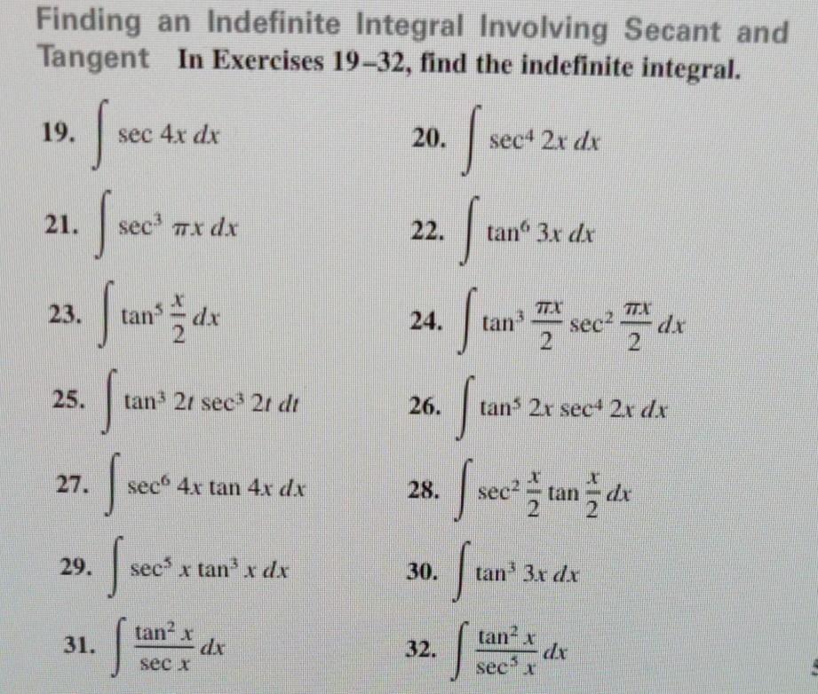 Solved Finding an Indefinite Integral Involving Secant and | Chegg.com