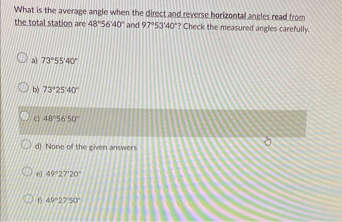 Solved What is the average angle when the direct and reverse | Chegg.com
