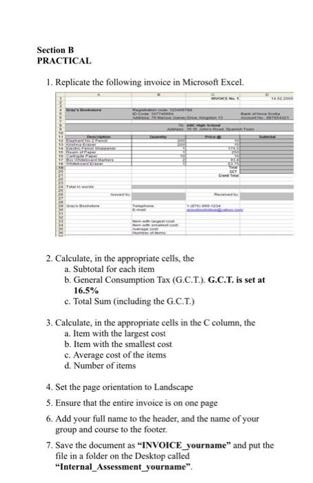 1. Replicate the following invoice in Microsoft | Chegg.com