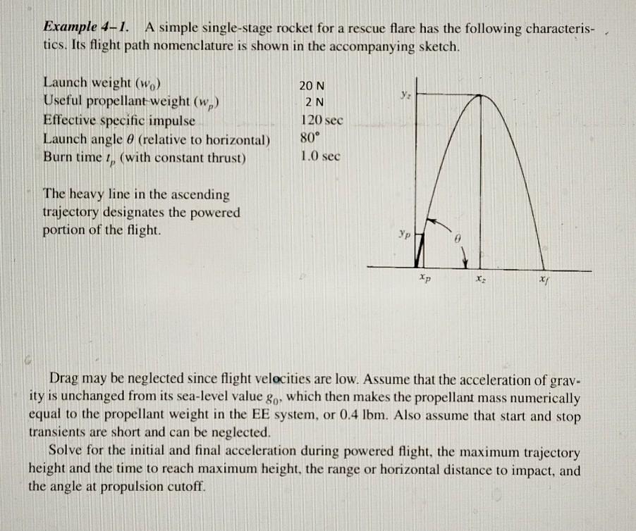 Solved Example 4-1. A simple single-stage rocket for a | Chegg.com