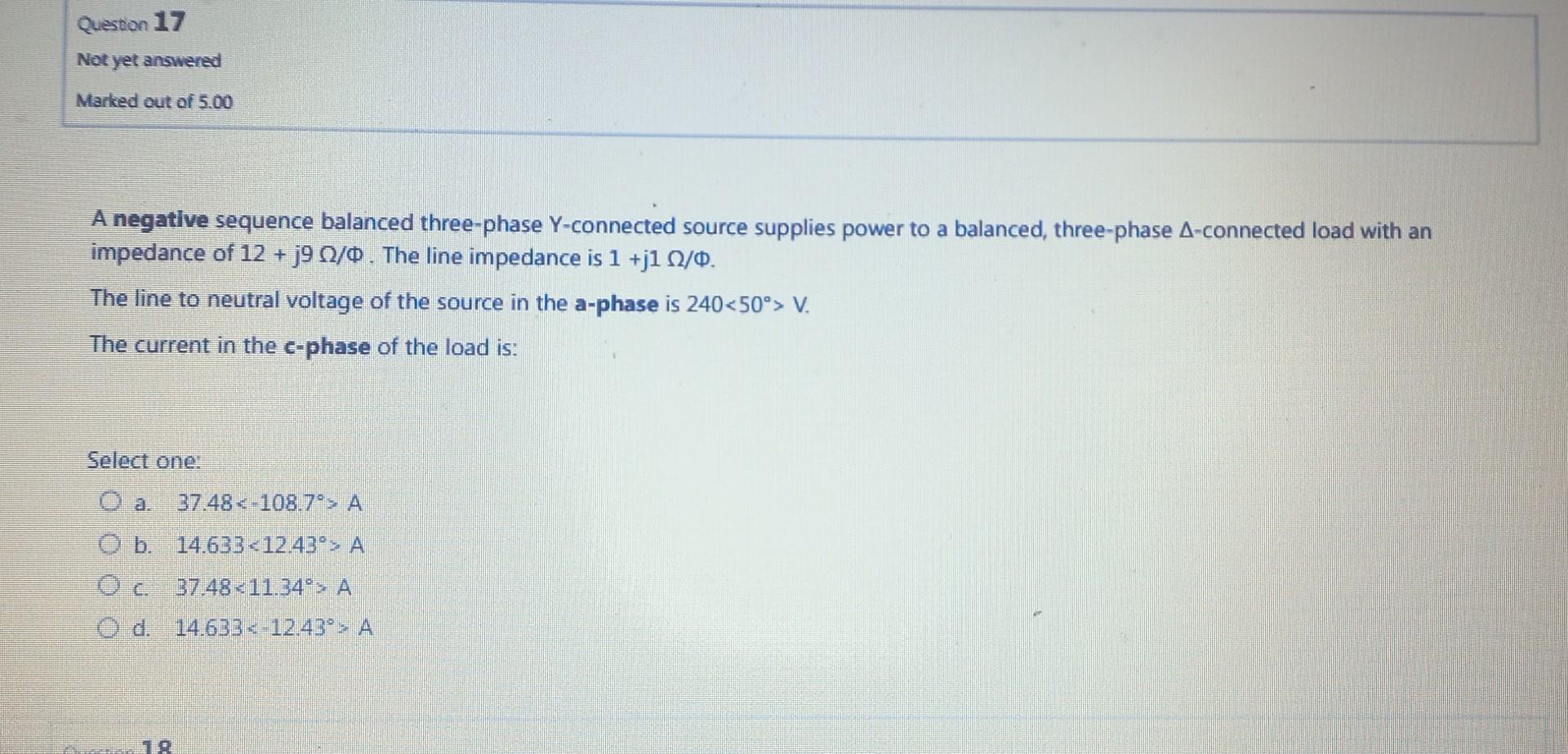 Solved A negative sequence balanced three-phase Y-connected | Chegg.com
