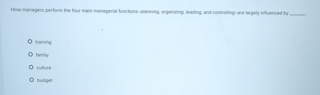 Solved How managers perform the four main managerial | Chegg.com