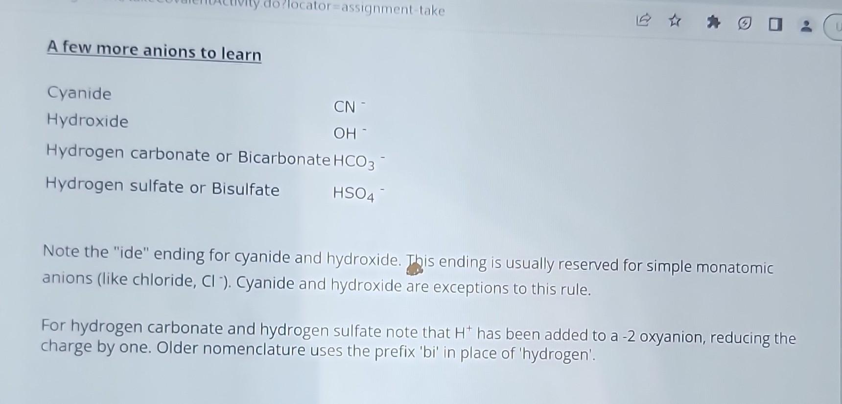 Solved Nomenclature of lonic Compounds - More Oxo Anions The | Chegg.com