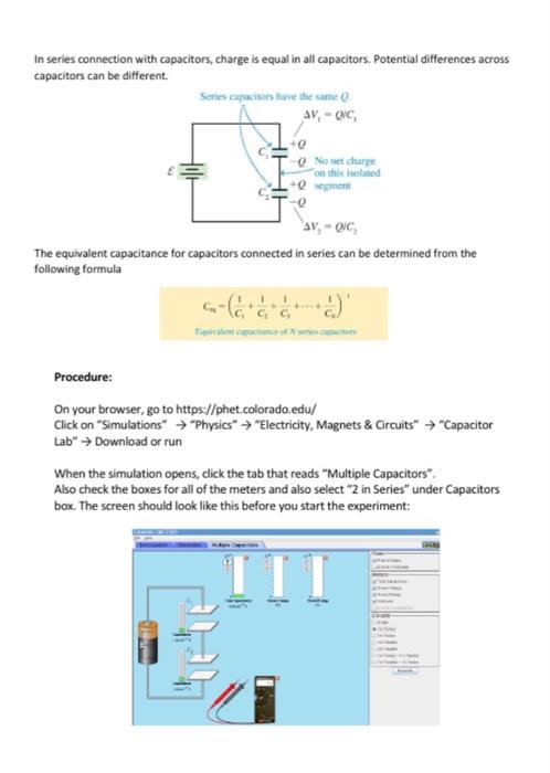 Solved Connecting Capacitors In Circuits Phet Lab Chegg