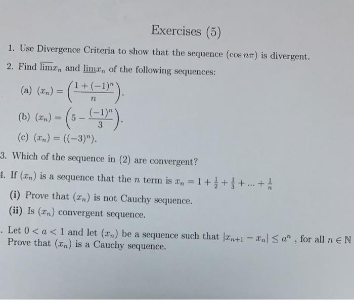 Solved Exercises (5) 1. Use Divergence Criteria to show that | Chegg.com