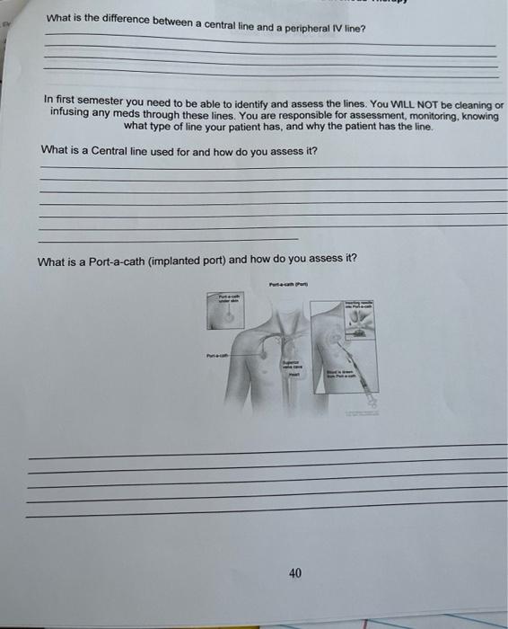 Solved What is the difference between a central line and a | Chegg.com