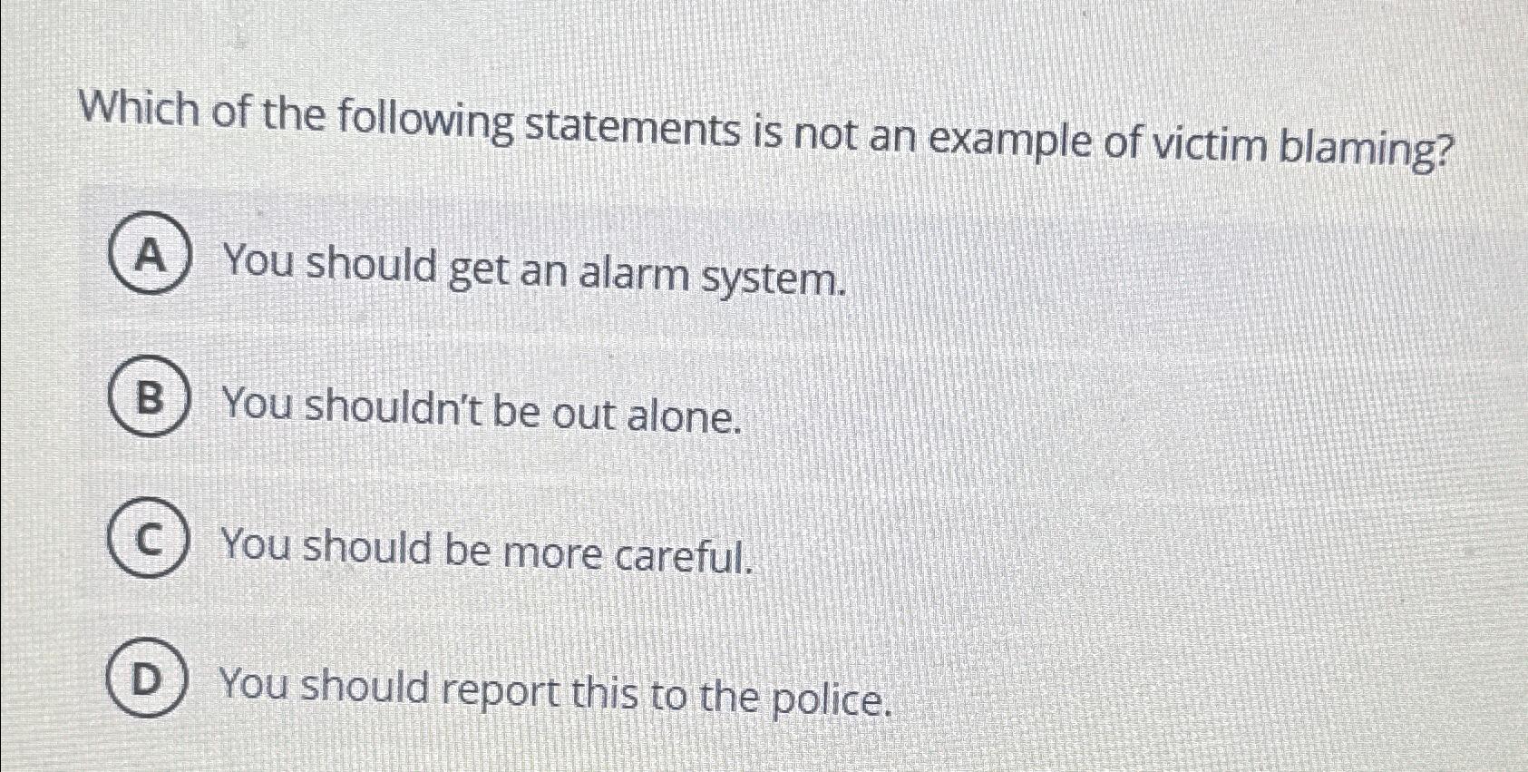 Solved Which of the following statements is not an example | Chegg.com