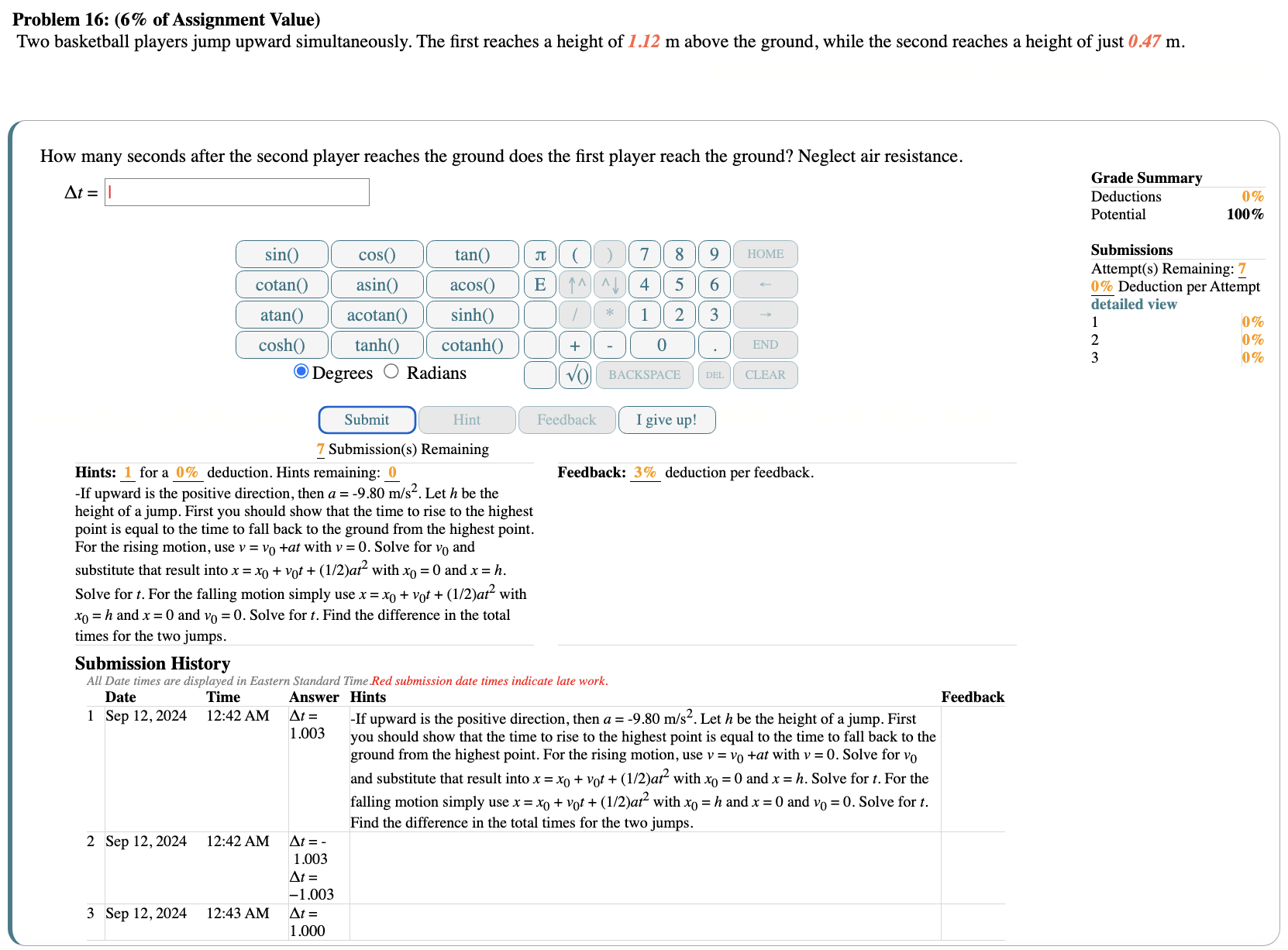 Solved Two basketball players jump upward simultaneously. | Chegg.com